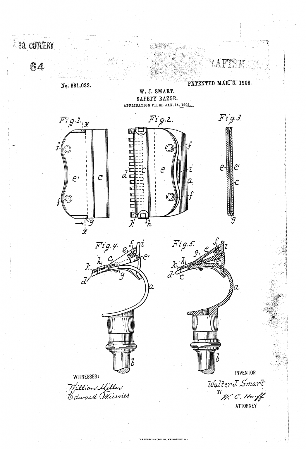 Walter J Smart and the spring loaded safety razor - Wegian ...