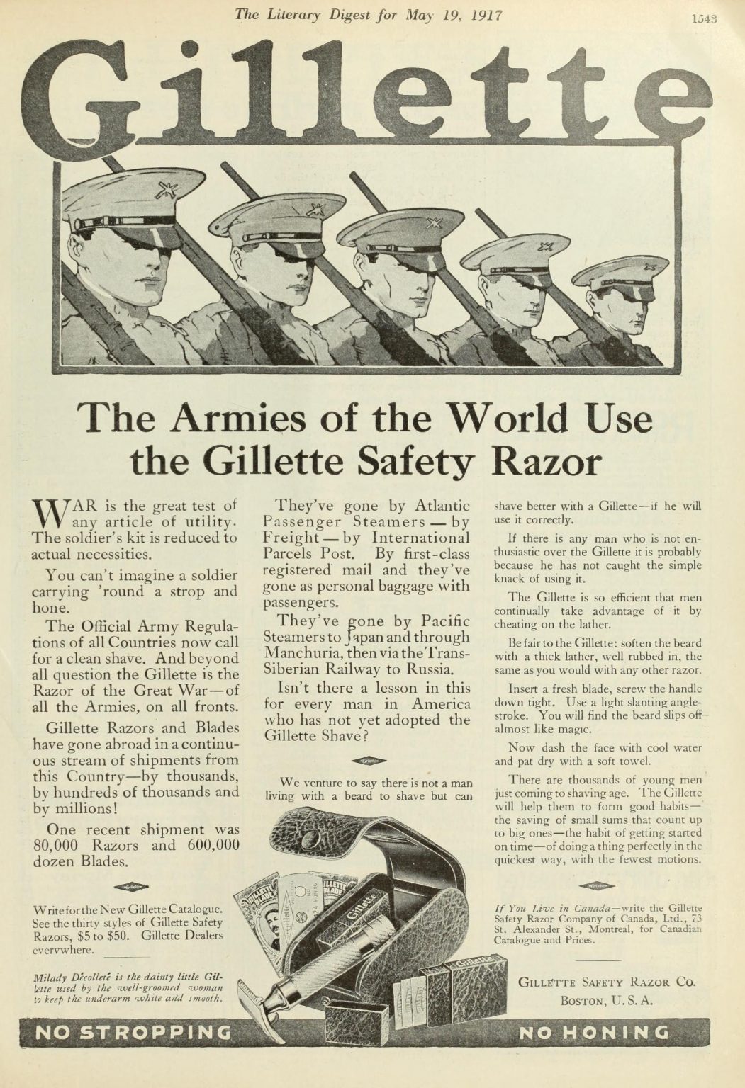 A 1917 Gillette advertisement - Wegian WetshavingWegian Wetshaving