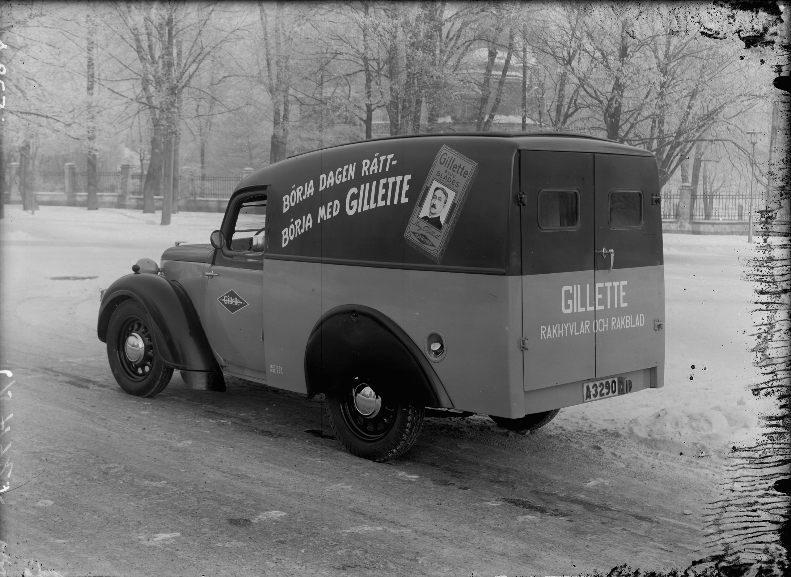 History time: Old Swedish van with Gillette Advertisement : r/Wetshaving